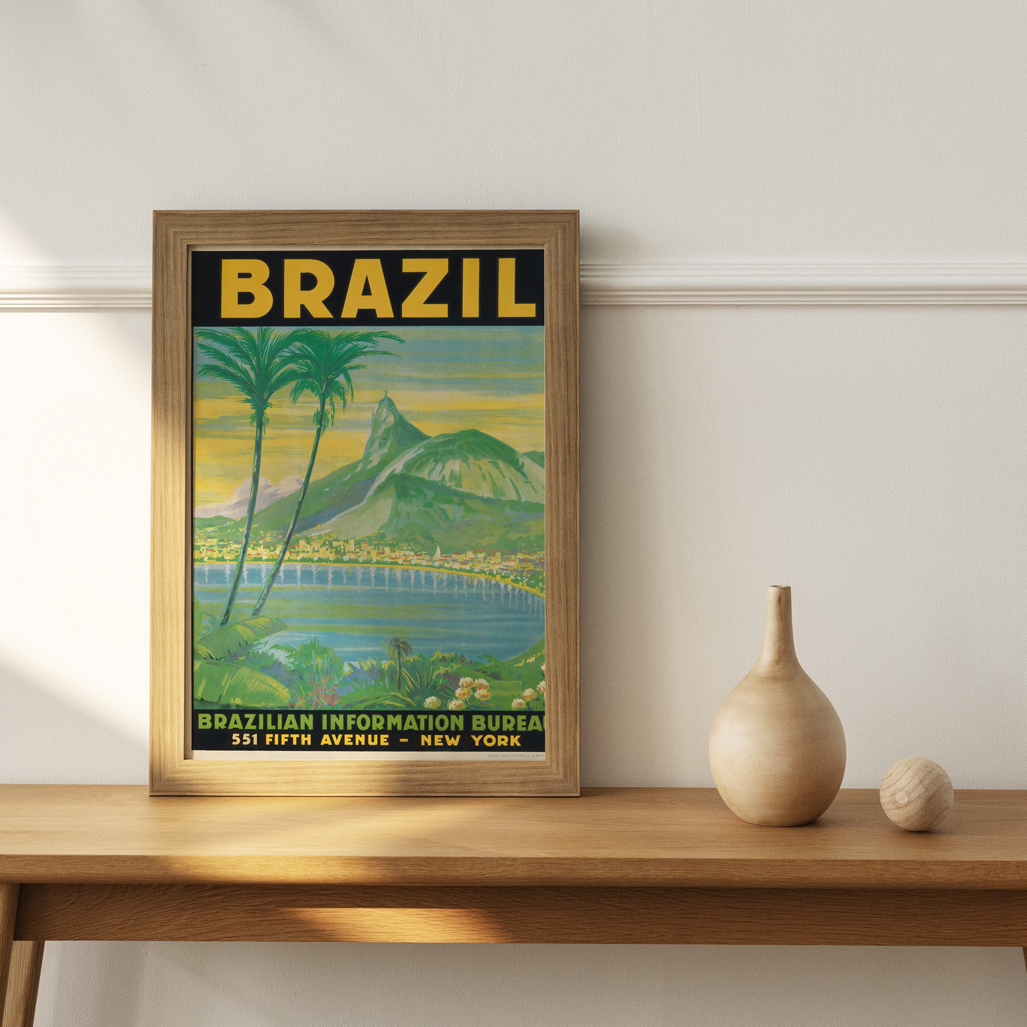 Brazil Vintage Poster, Brazil Retro Print, Vintage Brazilian Travel ...