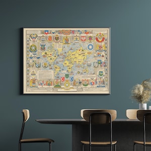 1948 United Nations Map of the World, 20th Century Antique Map of the ...