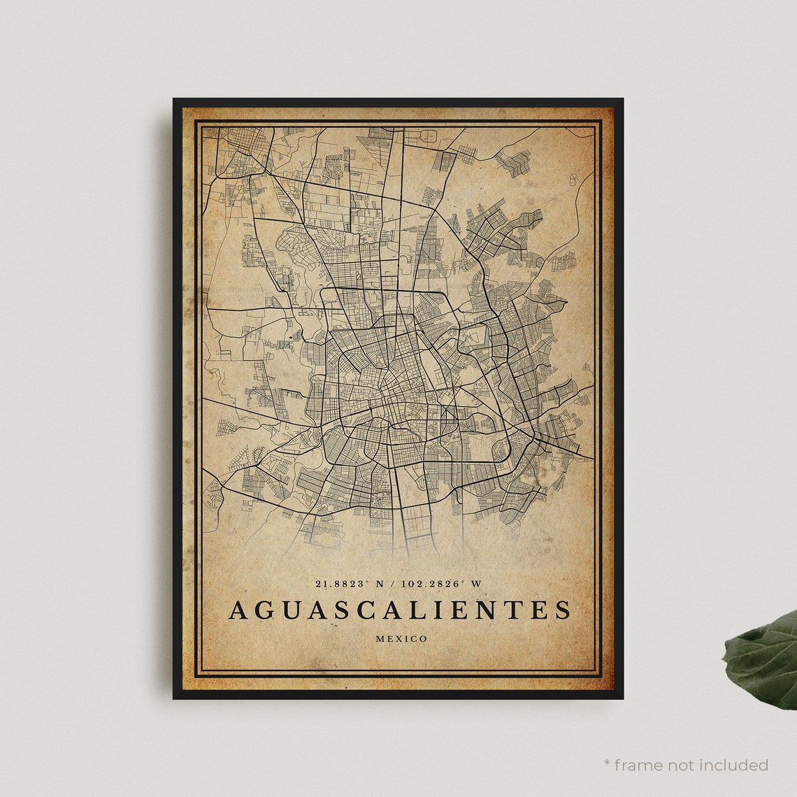 Aguascalientes Vintage Map Print Aguascalientes Retro Map - Etsy