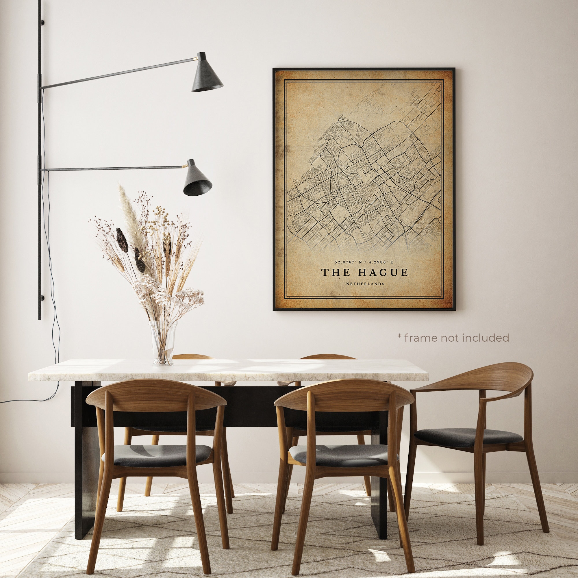 The Hague Vintage Map Print the Hague Retro Map Poster - Etsy