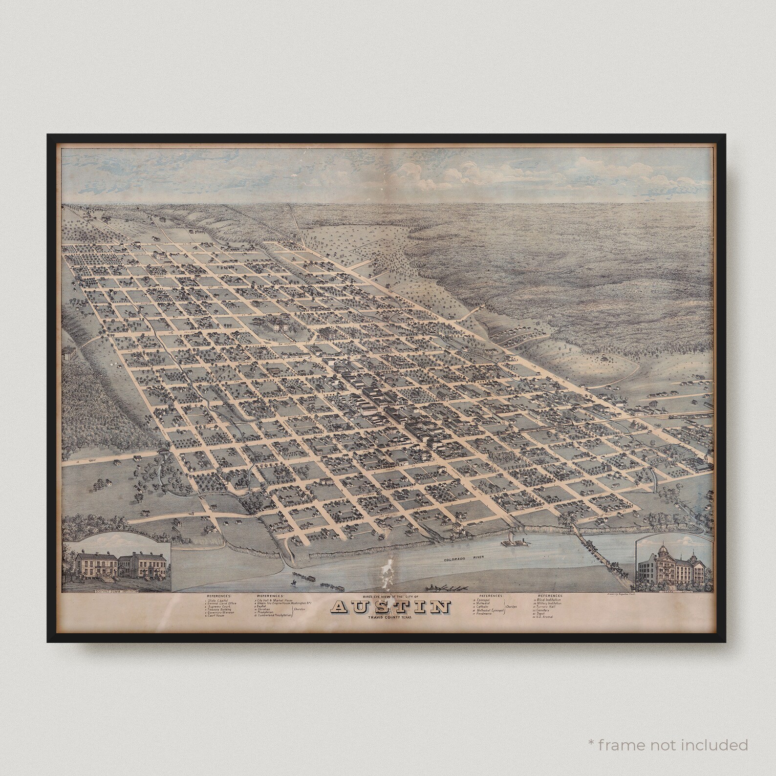 1873 Old Map Austin Antique Map of Austin Old Historical Map - Etsy