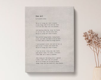 One Art by Elizabeth Bishop Poem Canvas Print - Poetry Print Gift ...