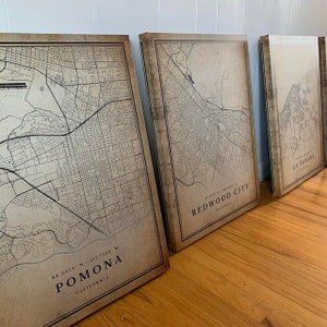 Set of 3 ANY CITY Vintage Map Posters | Personalized Antique Map Prints ...