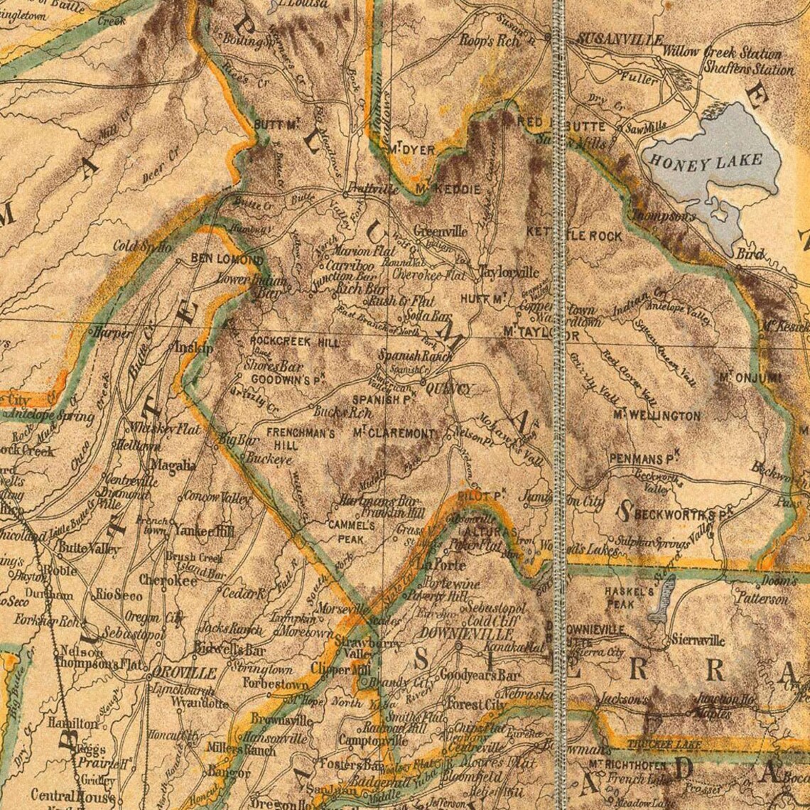 1874 Old Map of California Historical Map of California - Etsy