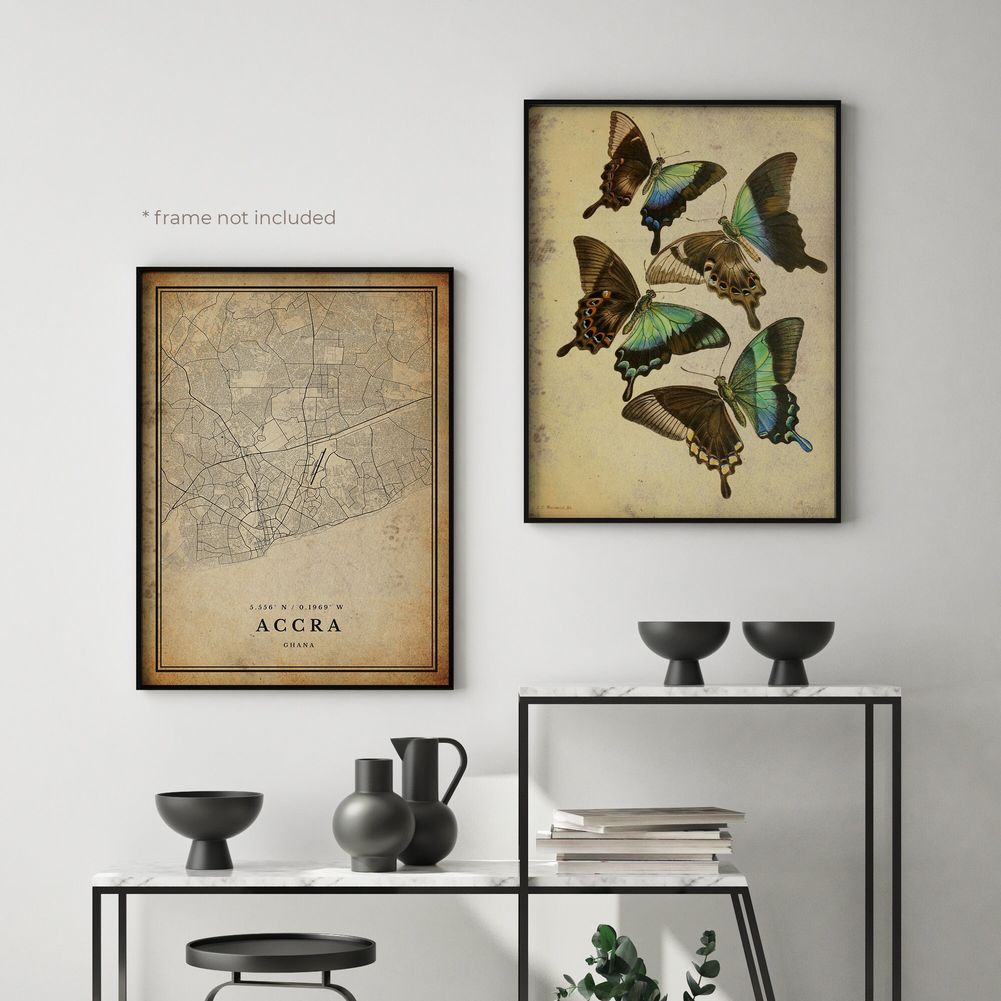 Accra Vintage Map Print Accra Retro Map Poster Antique Style | Etsy