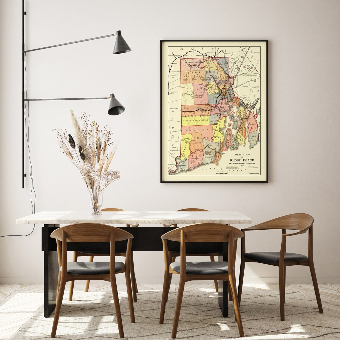 1910 Rhode Island Railroad Map Historical Map of Rhode | Etsy