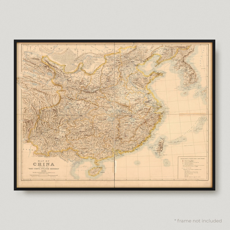Map of China Antique Map of China Old Map of China Vintage - Etsy