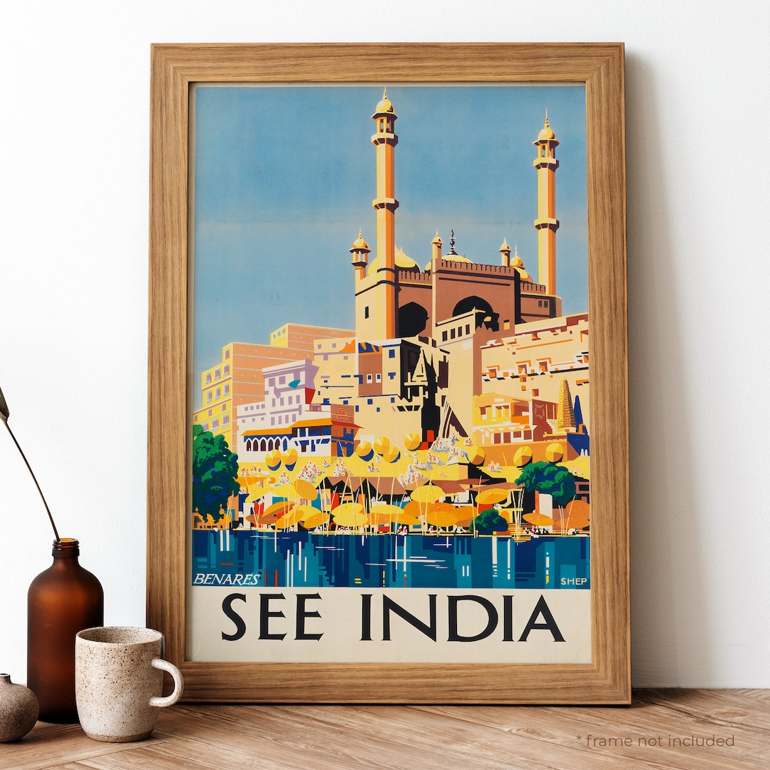 India Vintage Poster, India Retro Print, Vintage Indian Travel Poster ...