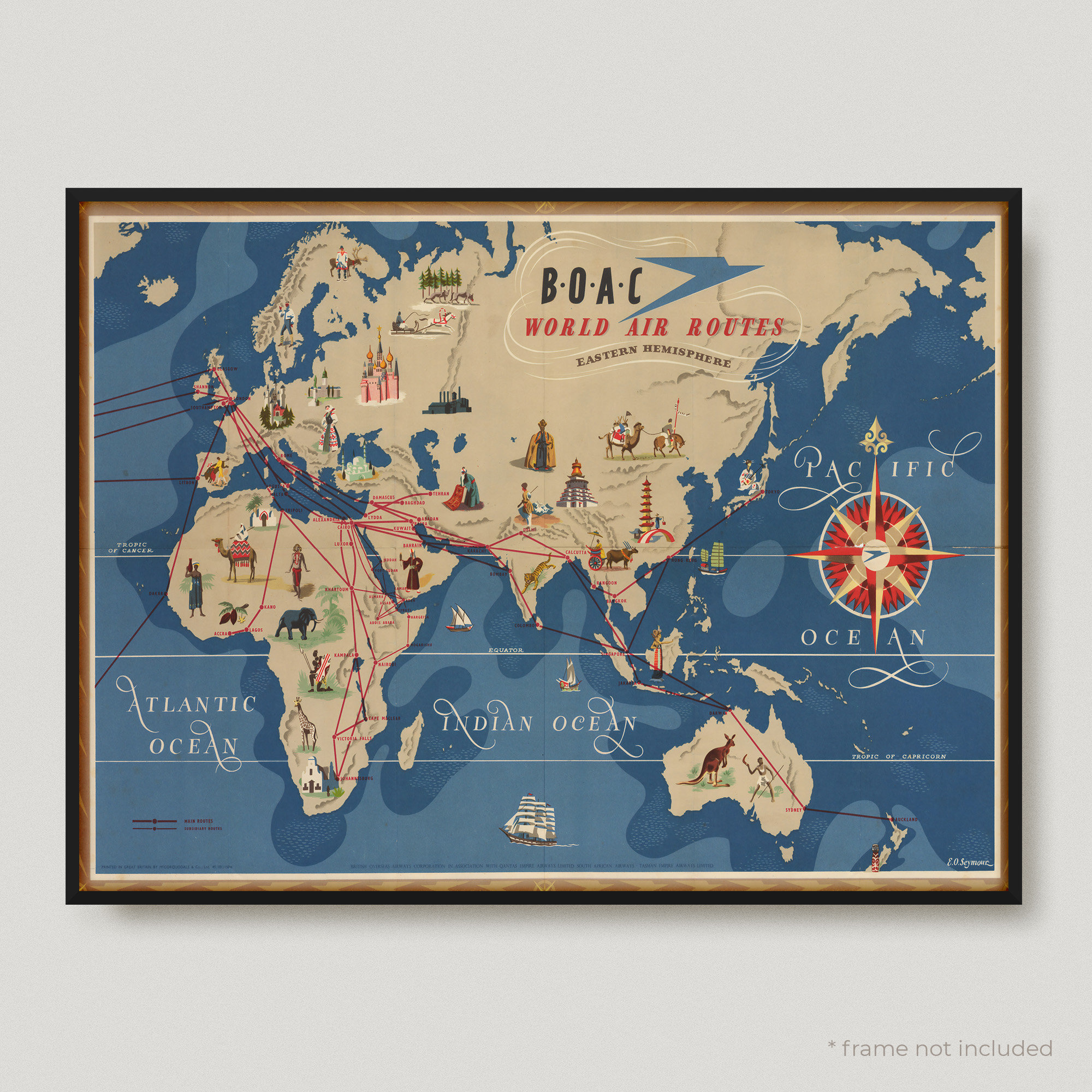 World Air Routes Antique Map of the World Old Map of the - Etsy