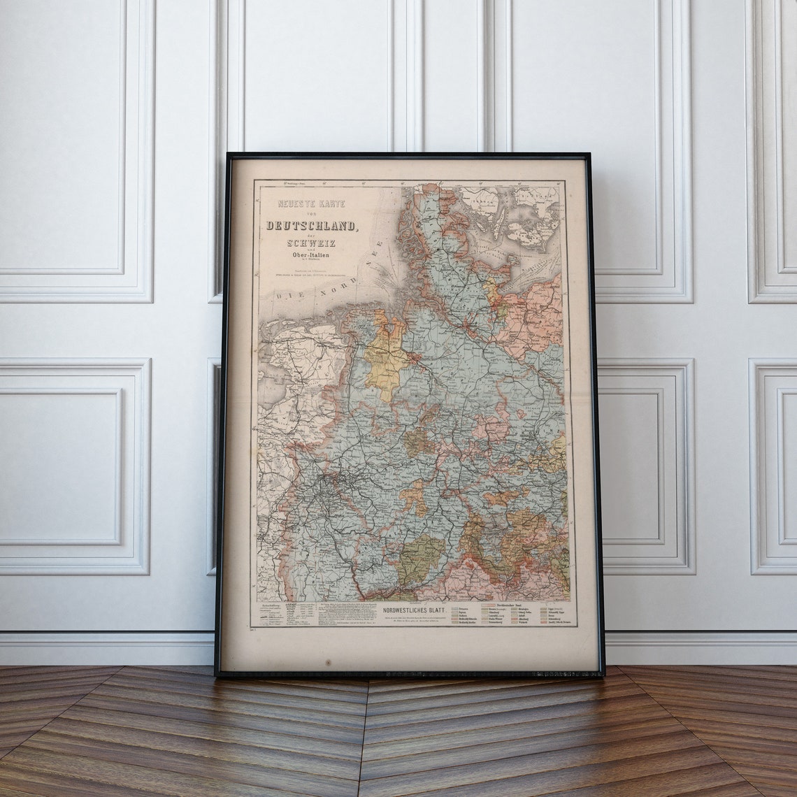 1872 Latest Map of Germany Switzerland Italy Antique Map of - Etsy