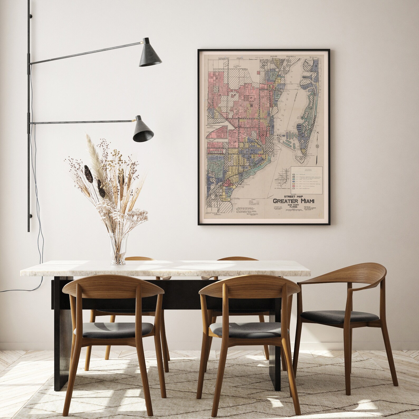 Street Map Of Greater Miami Antique Map of Miami Old | Etsy