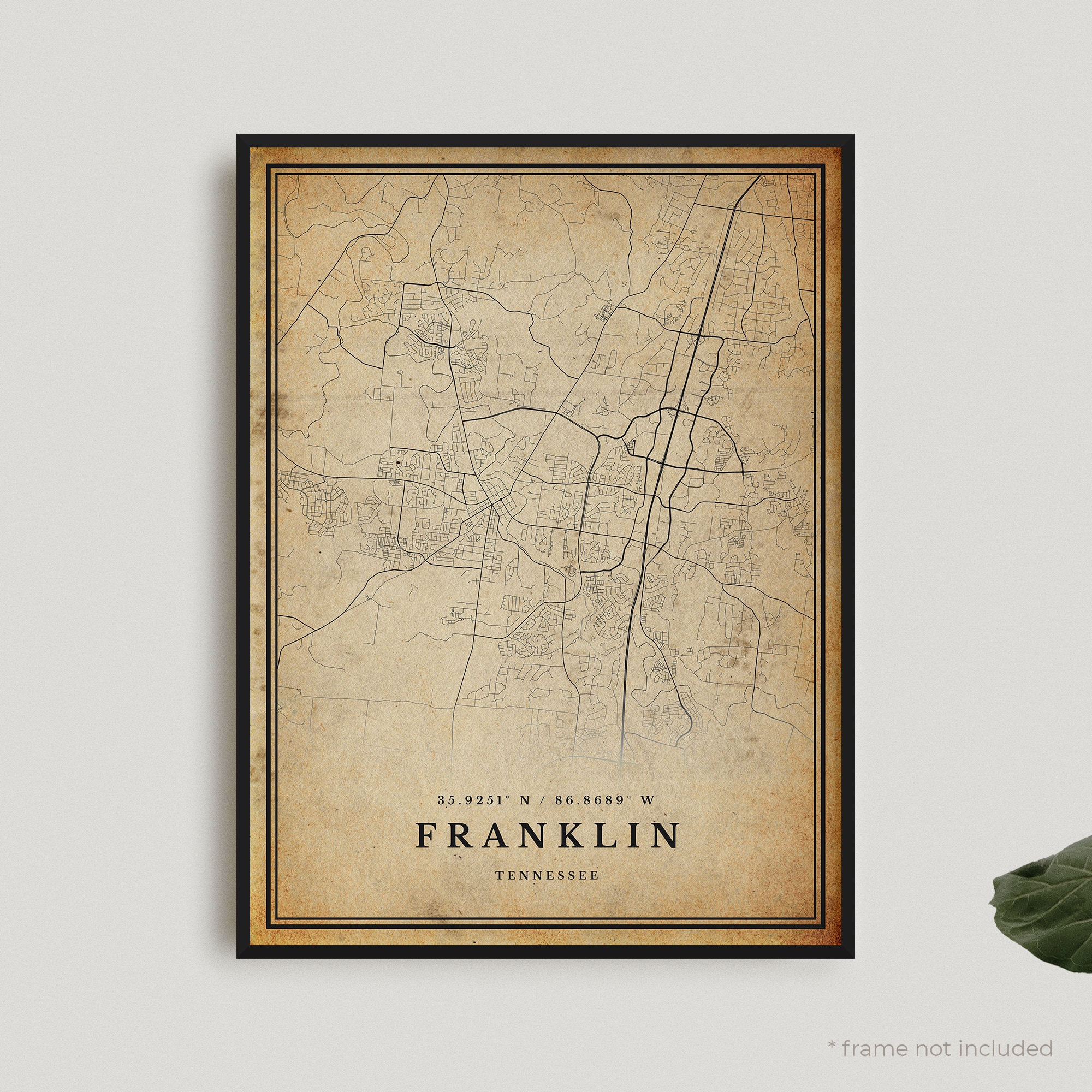 Franklin Vintage Map Print Franklin Retro Map Poster Antique - Etsy