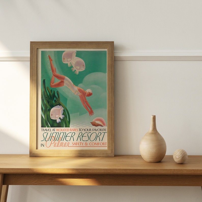 Summer Resort Vintage Poster, Summer Resort Retro Print, Vintage ...