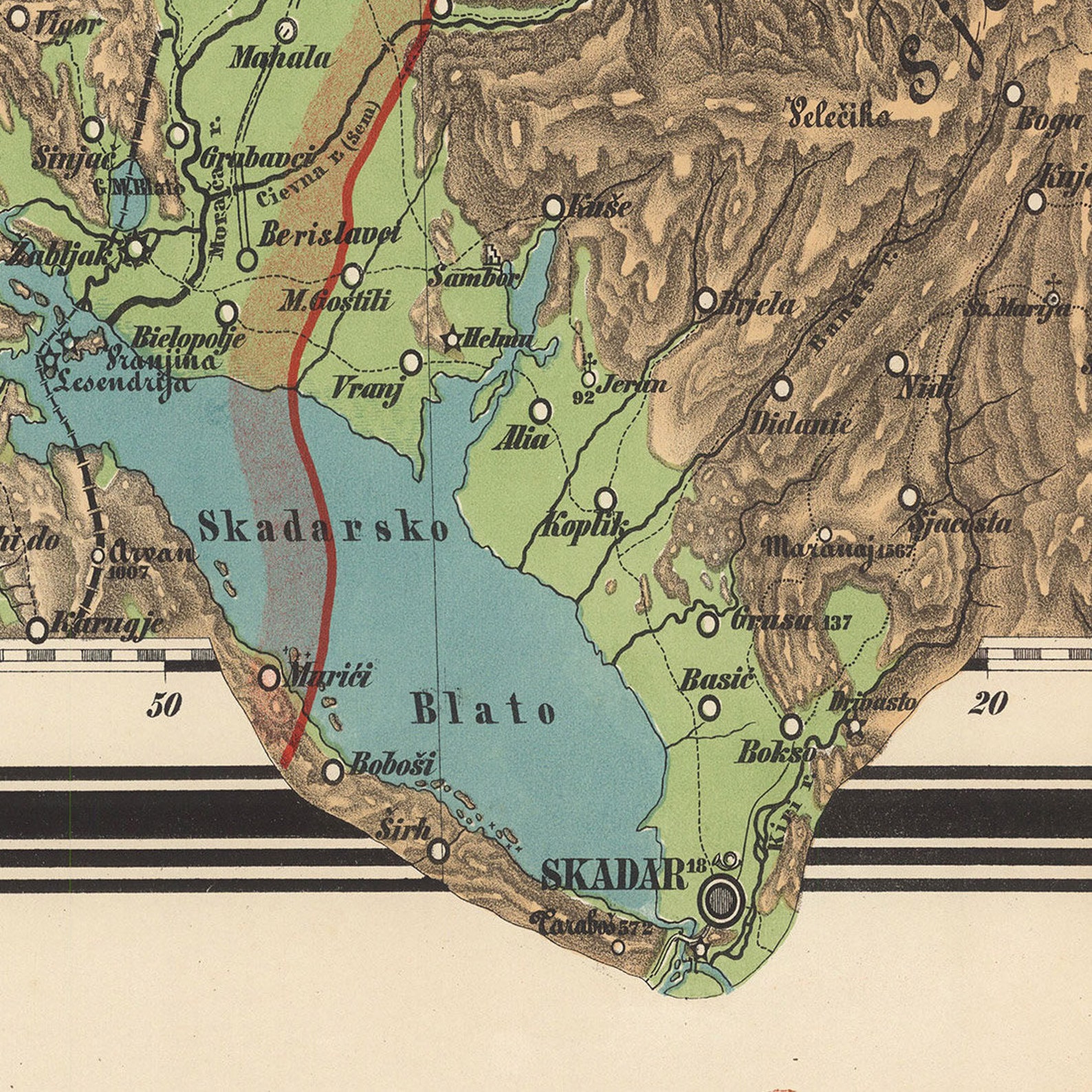 1877 Composite. Dalmacija, Antique Map of Dalmacija, Old Map of ...