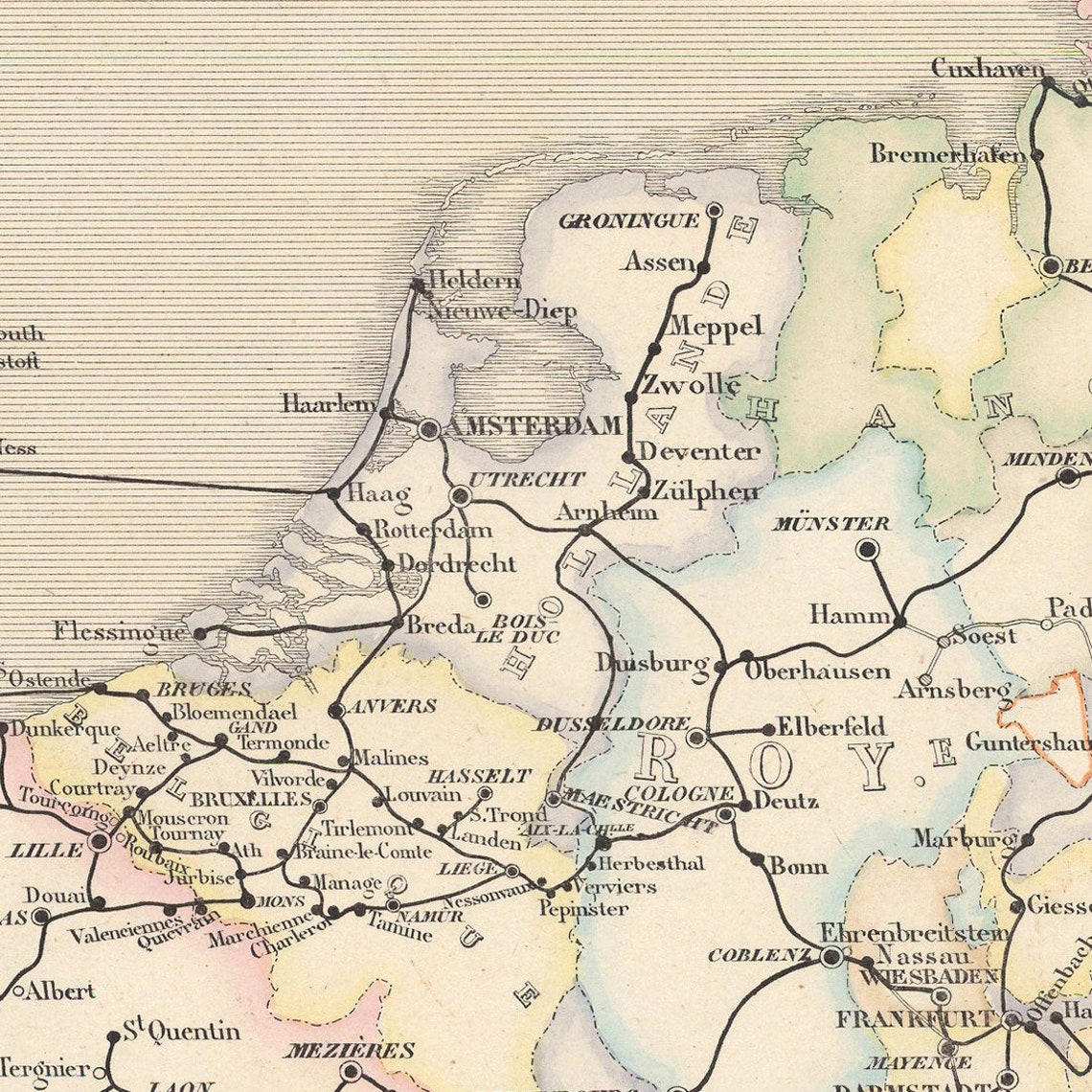 1854 Electric Telegraph Map Of Europe Antique map of Europe | Etsy