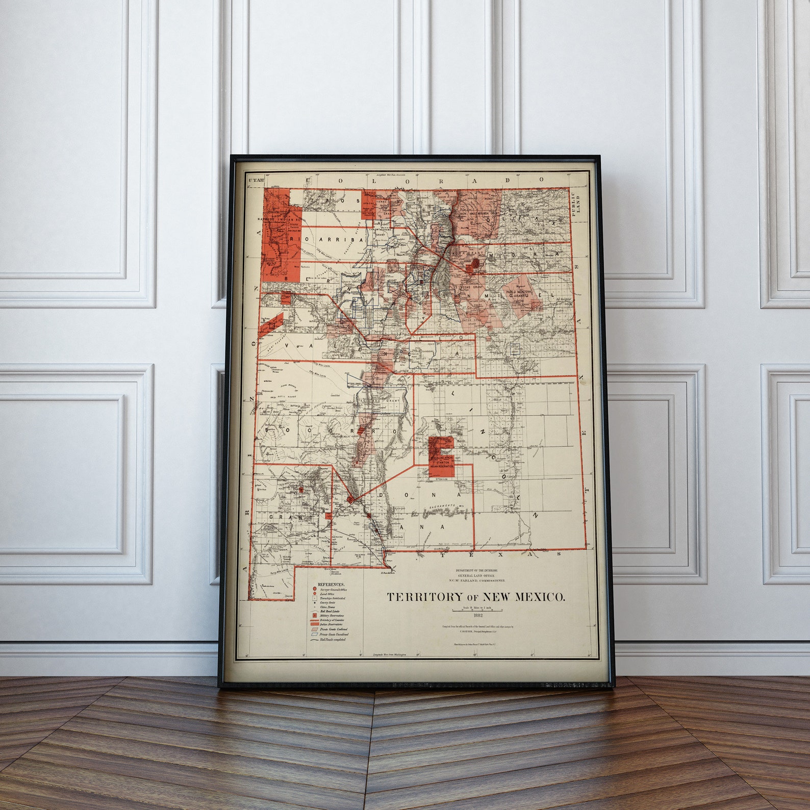 1882 New Mexico, Historical Map of New Mexico, Antique Map of New ...