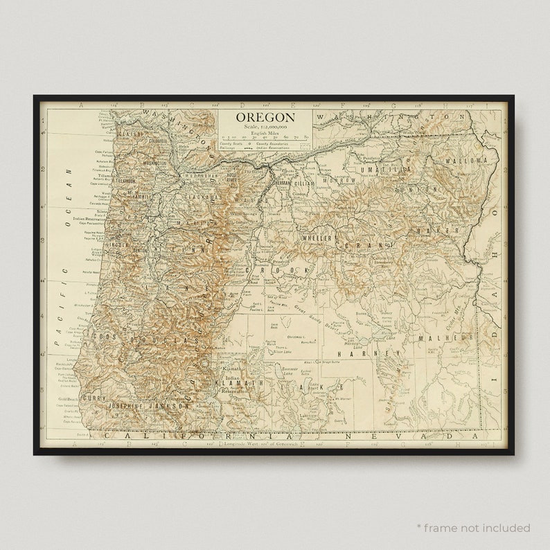 1911 Map of Oregon, Historical Map of Oregon, Antique Map of Oregon ...