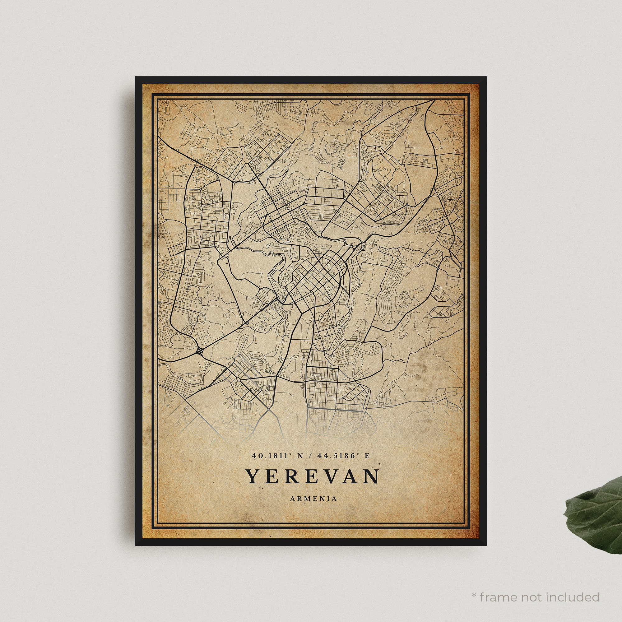 Yerevan Vintage Map Print Yerevan Retro Map Poster Antique | Etsy