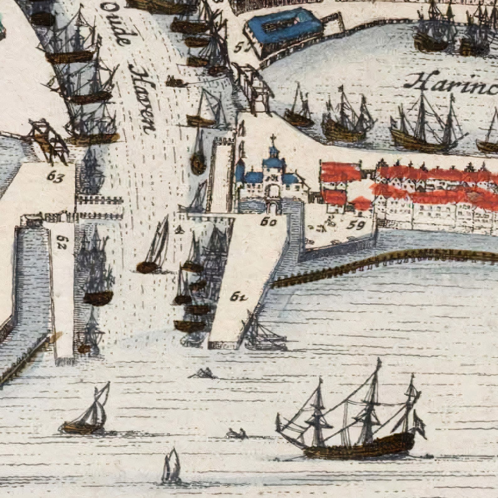 Rotterdam Blaeu, Antique Map of Rotterdam, Old Historical Map of ...