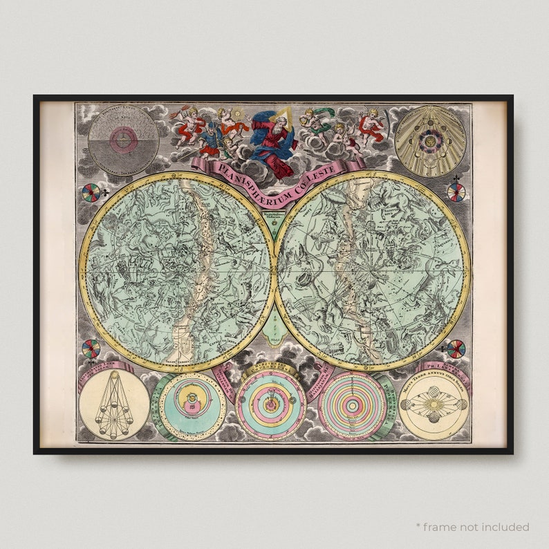 1730 Planisphere Coeleste Map Celestial World Antique Map | Etsy
