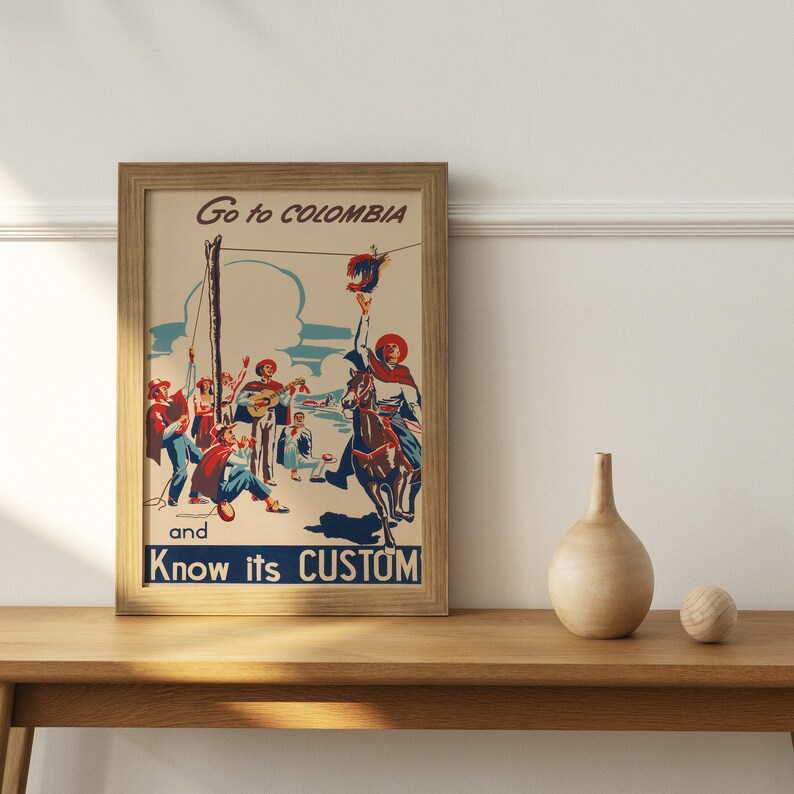 Colombia Vintage Poster, Colombia Retro Print, Vintage Colombian Travel ...