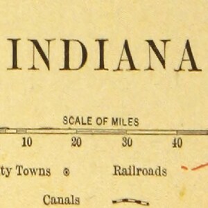 Map of Indiana, Historical Map of Indiana, Antique Map of Indiana, Old ...
