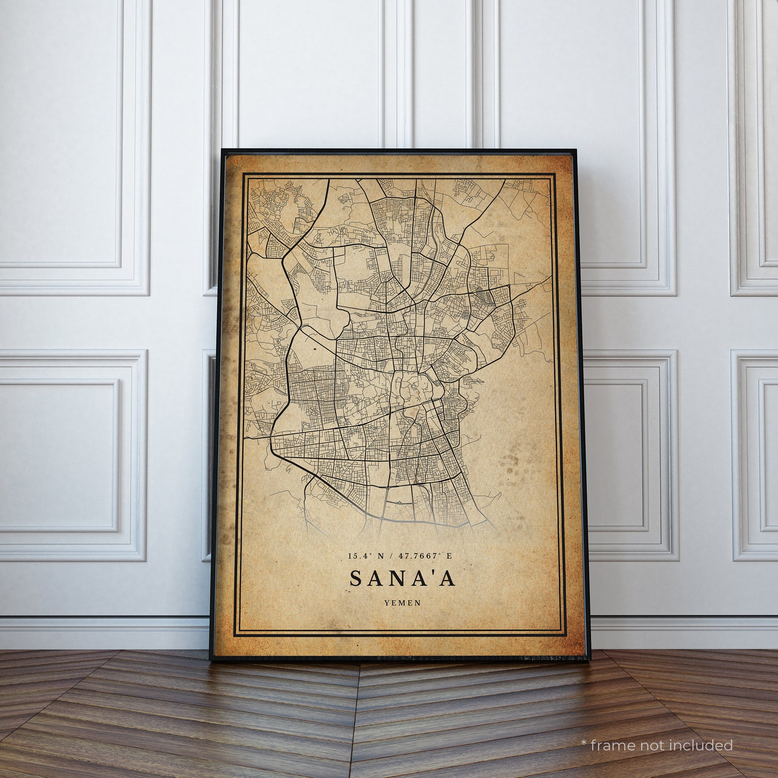 Sana'a Vintage Map Print Sana'a Retro Map Poster | Etsy