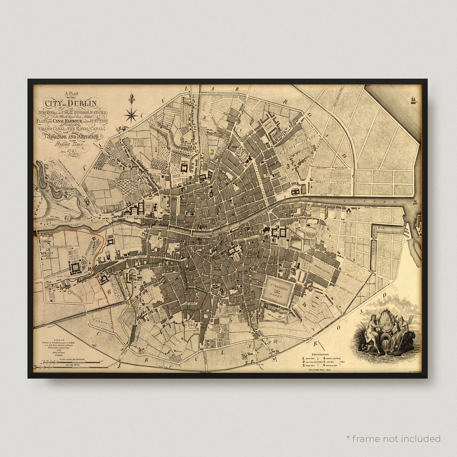 1797 Map of Dublin Antique Map of Dublin Old Historical Map - Etsy