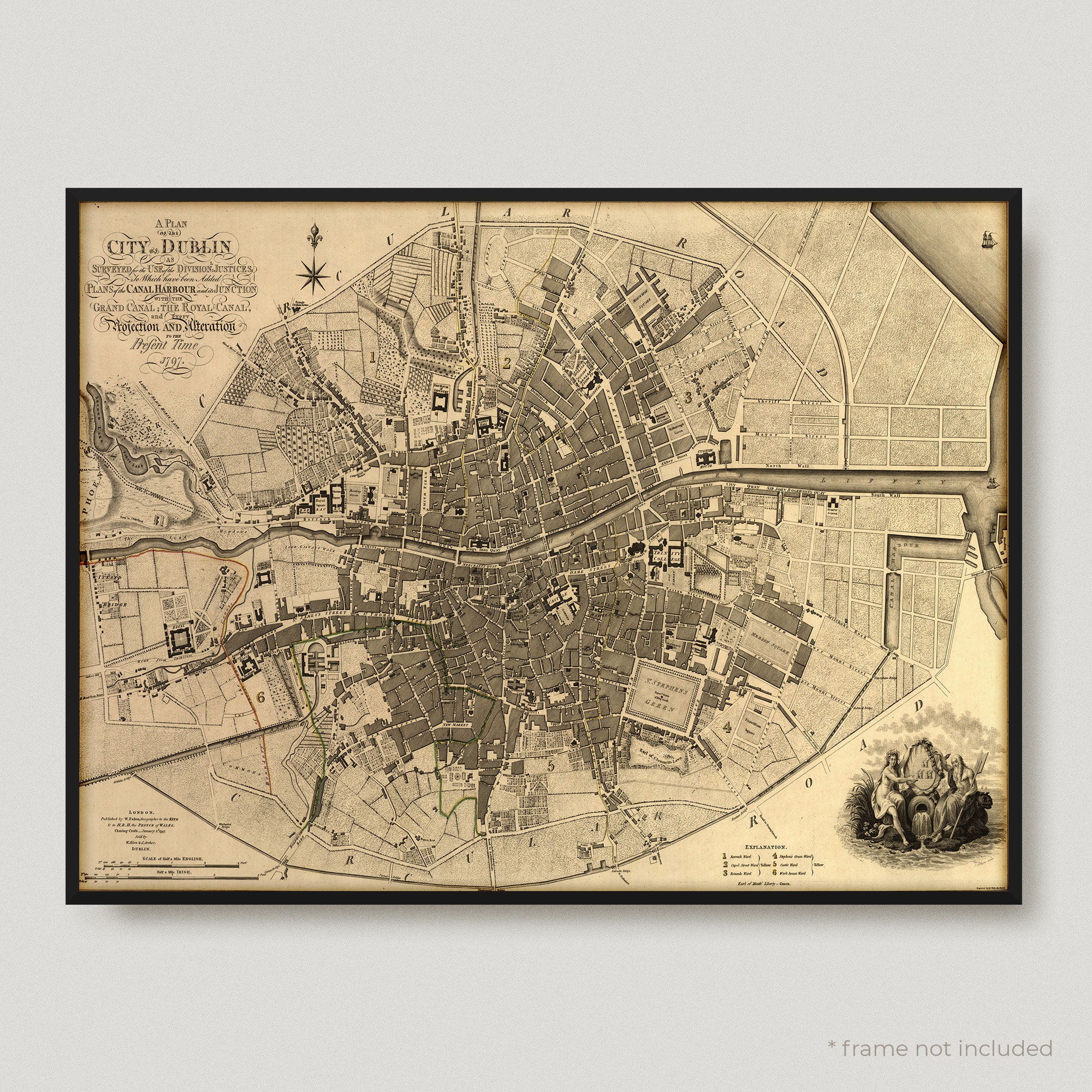 1797 Map of Dublin Antique Map of Dublin Old Historical Map | Etsy