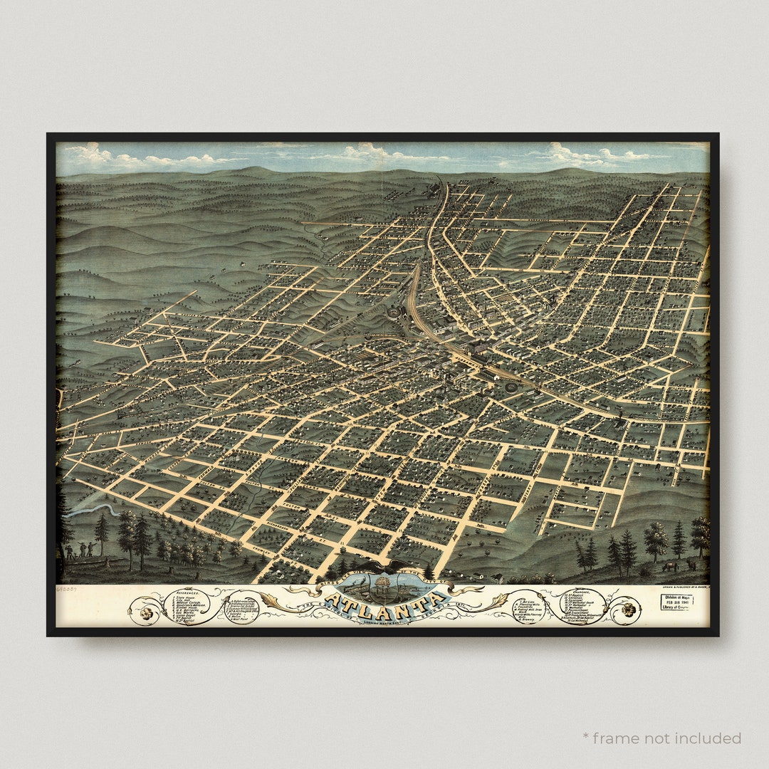 Atlanta Ruger Map, Antique Map of Atlanta, Old Historical Map of ...