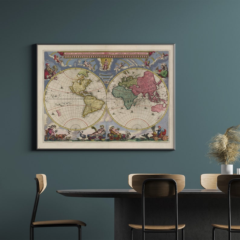 1665 Map of the World 17th Century Antique Map of the World - Etsy