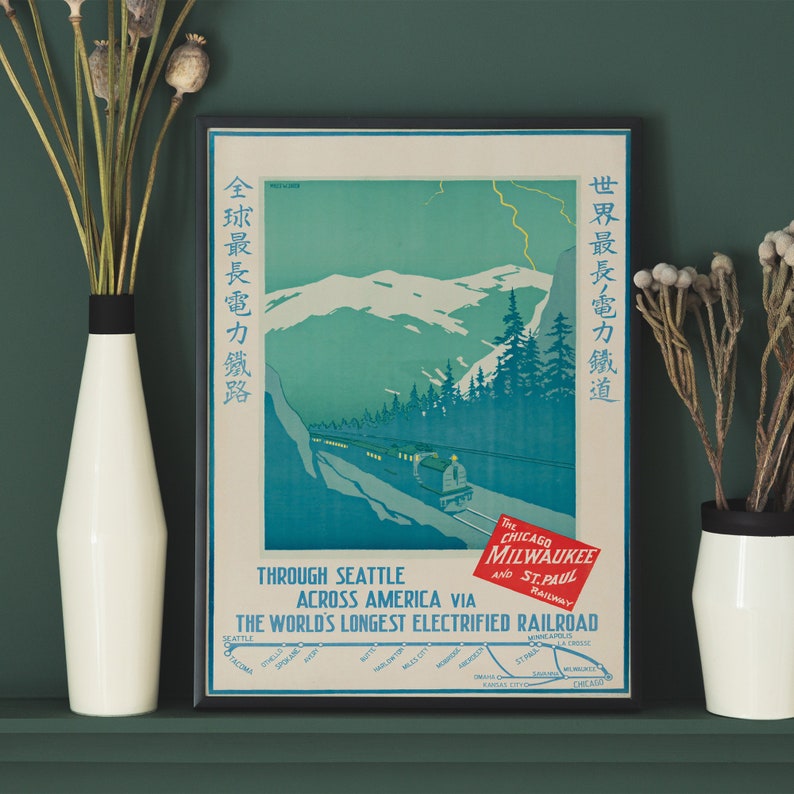 Seattle Vintage Poster Seattle Retro Print Vintage American - Etsy