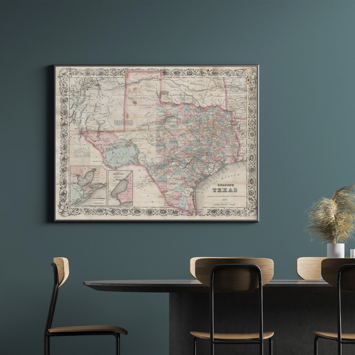1870 Pocket Map of Texas Historical Map of Texas Antique Map - Etsy