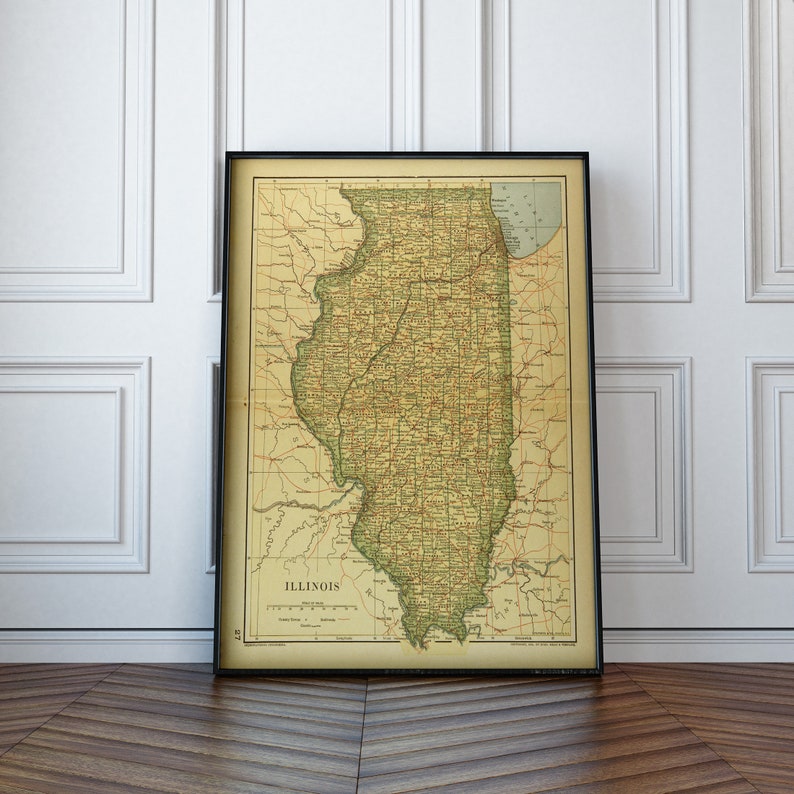Map of Illinois Historical Map of Illinois Antique Map of - Etsy