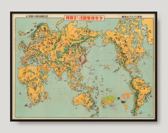 Vintage Digital World Map. 1933 Printable World Map. Antique School Map ...