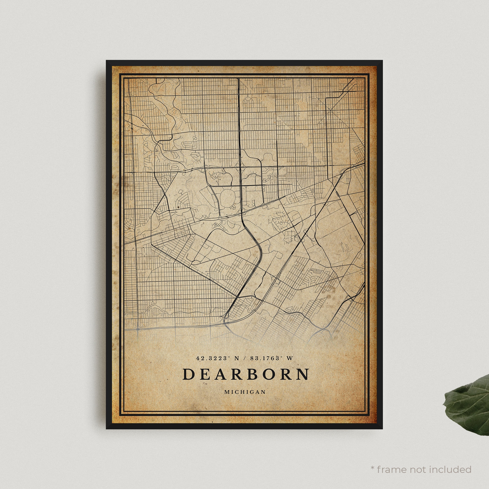 Dearborn Vintage Map Print, Dearborn Retro Map Poster, Antique Style ...
