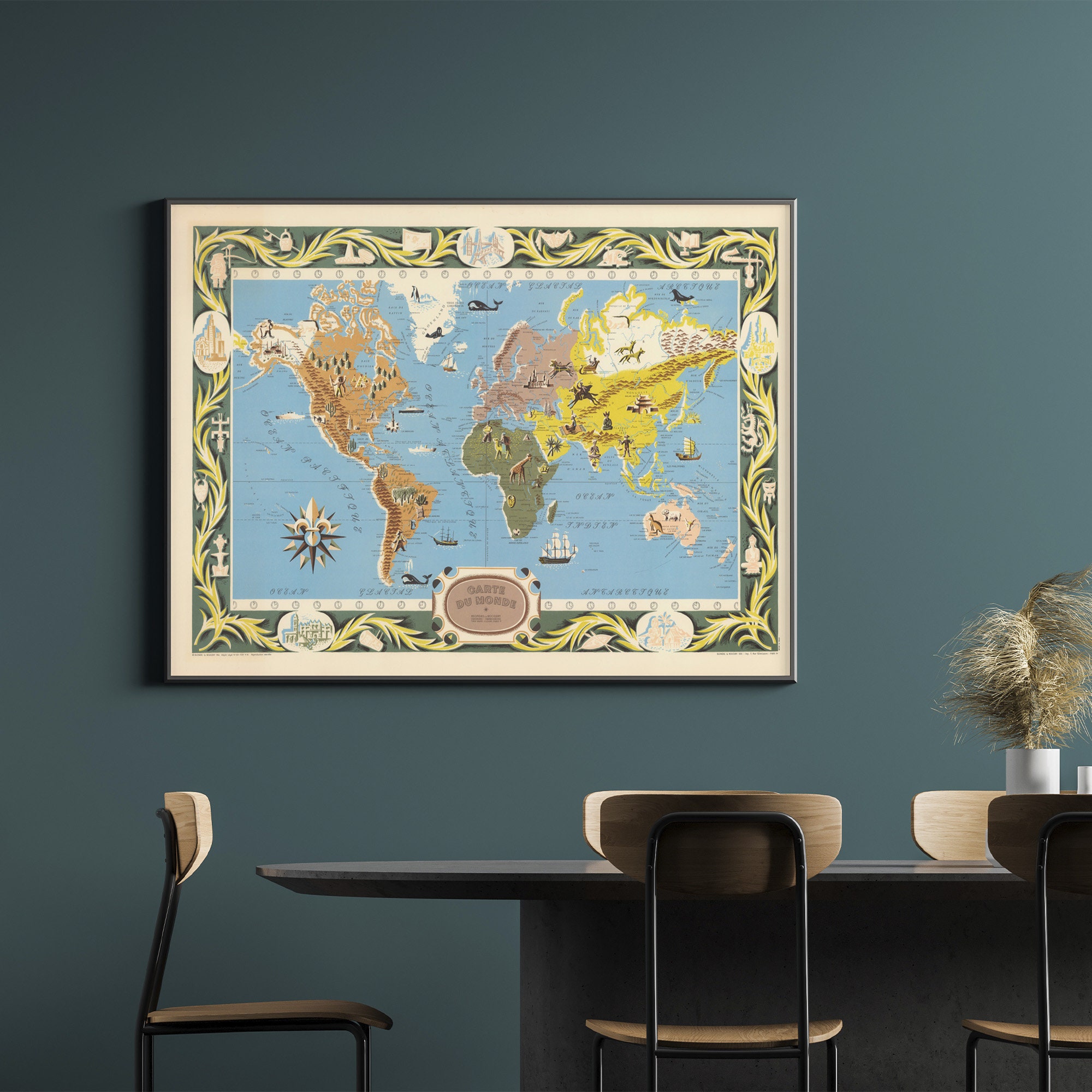 1956 World Map 20th Century Antique Map of the World Old Map - Etsy