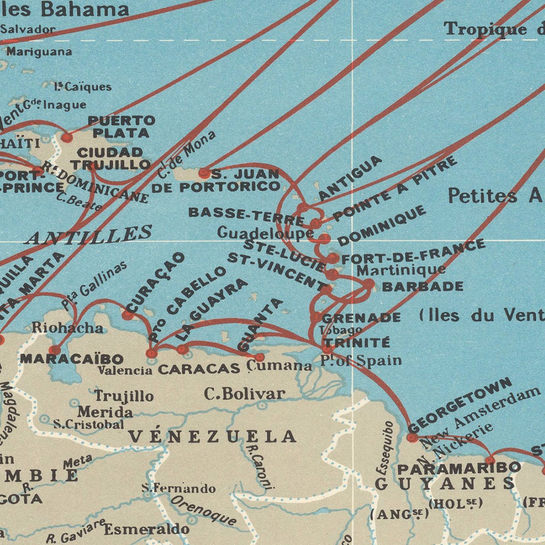 1959 Line Map. Transatlantic Campaign. French Line Atlantic - Etsy