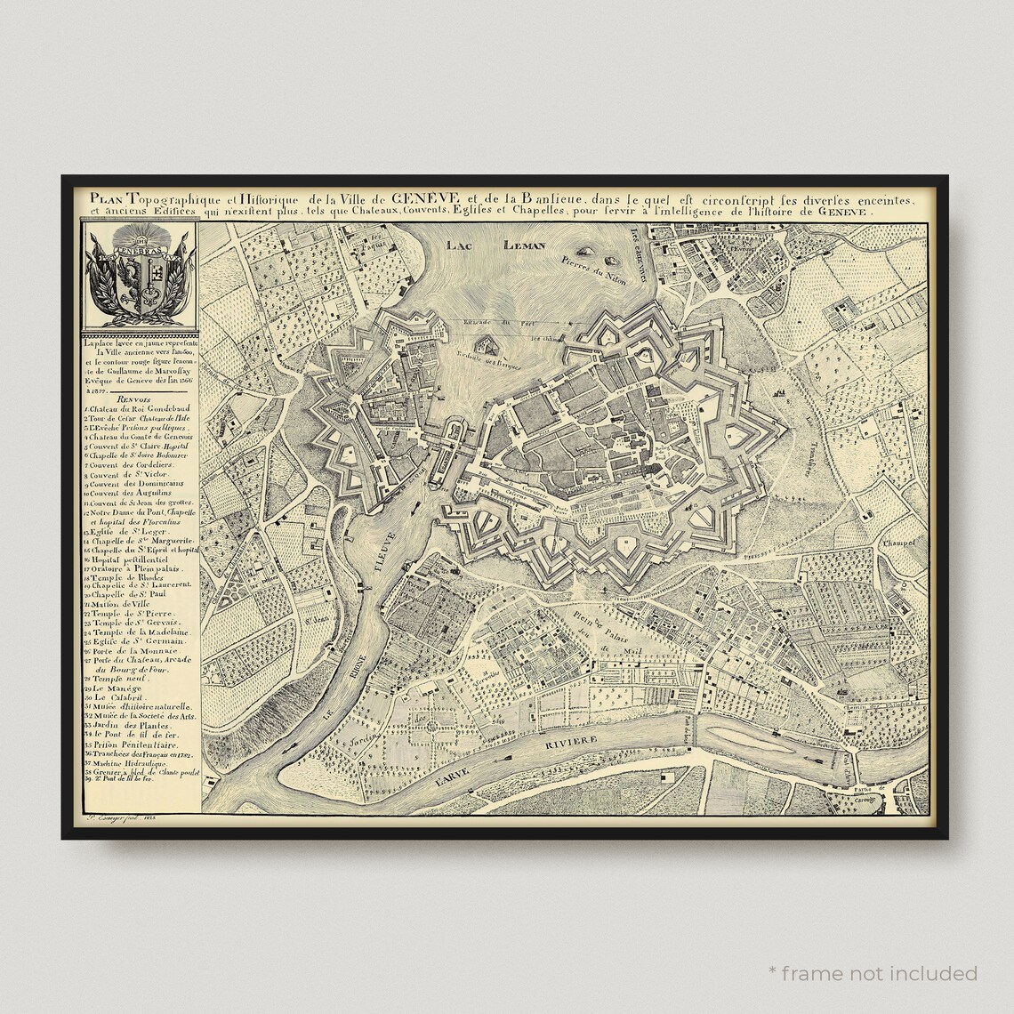 1825 Map of Geneva Antique Map of Geneva Old Historical Map - Etsy