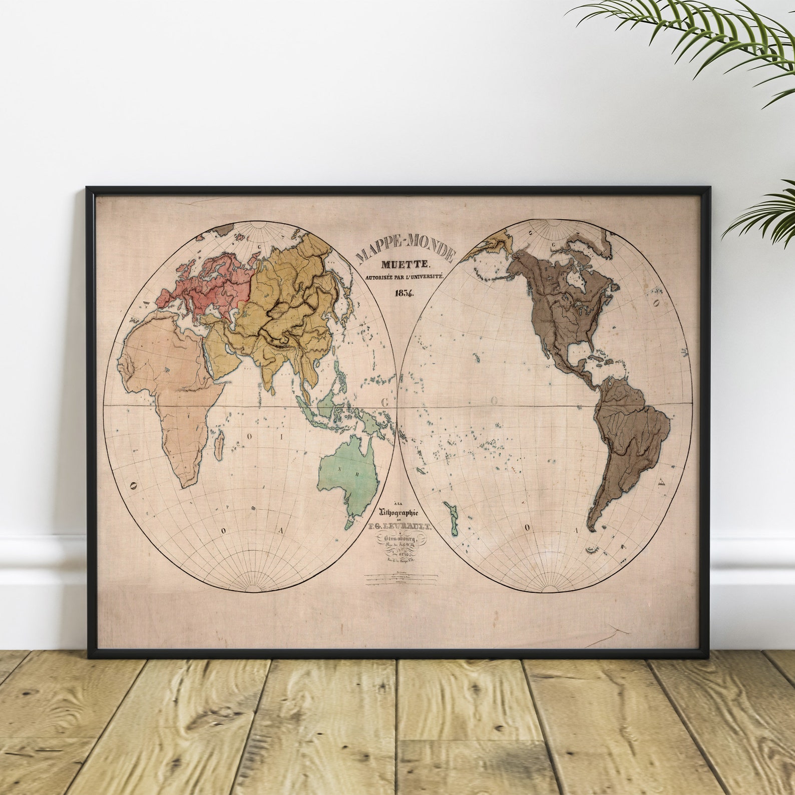 1834 Silent World Map, 19th Century Antique Map of the World, Old Map ...