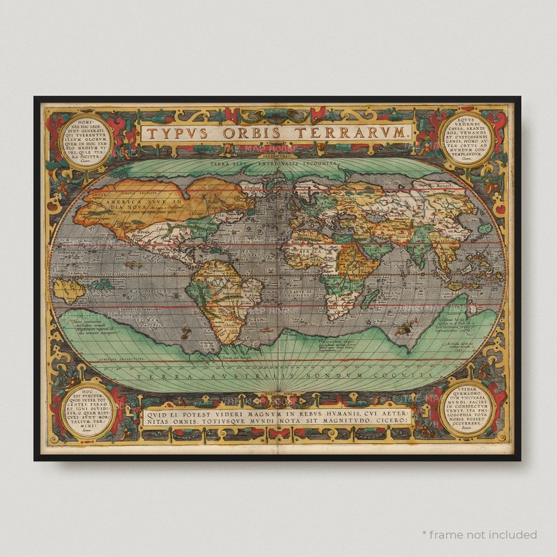 1579 Map of the World, 16th Century Antique Map of the World, Old Map ...