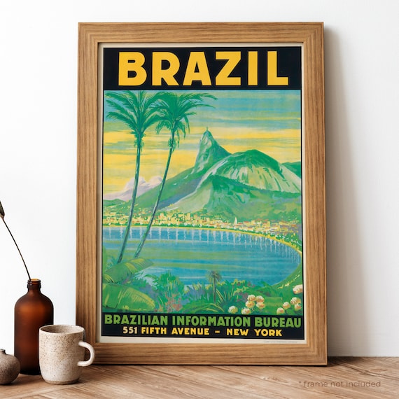 Brazil Vintage Poster Brazil Retro Print Vintage Brazilian | Etsy