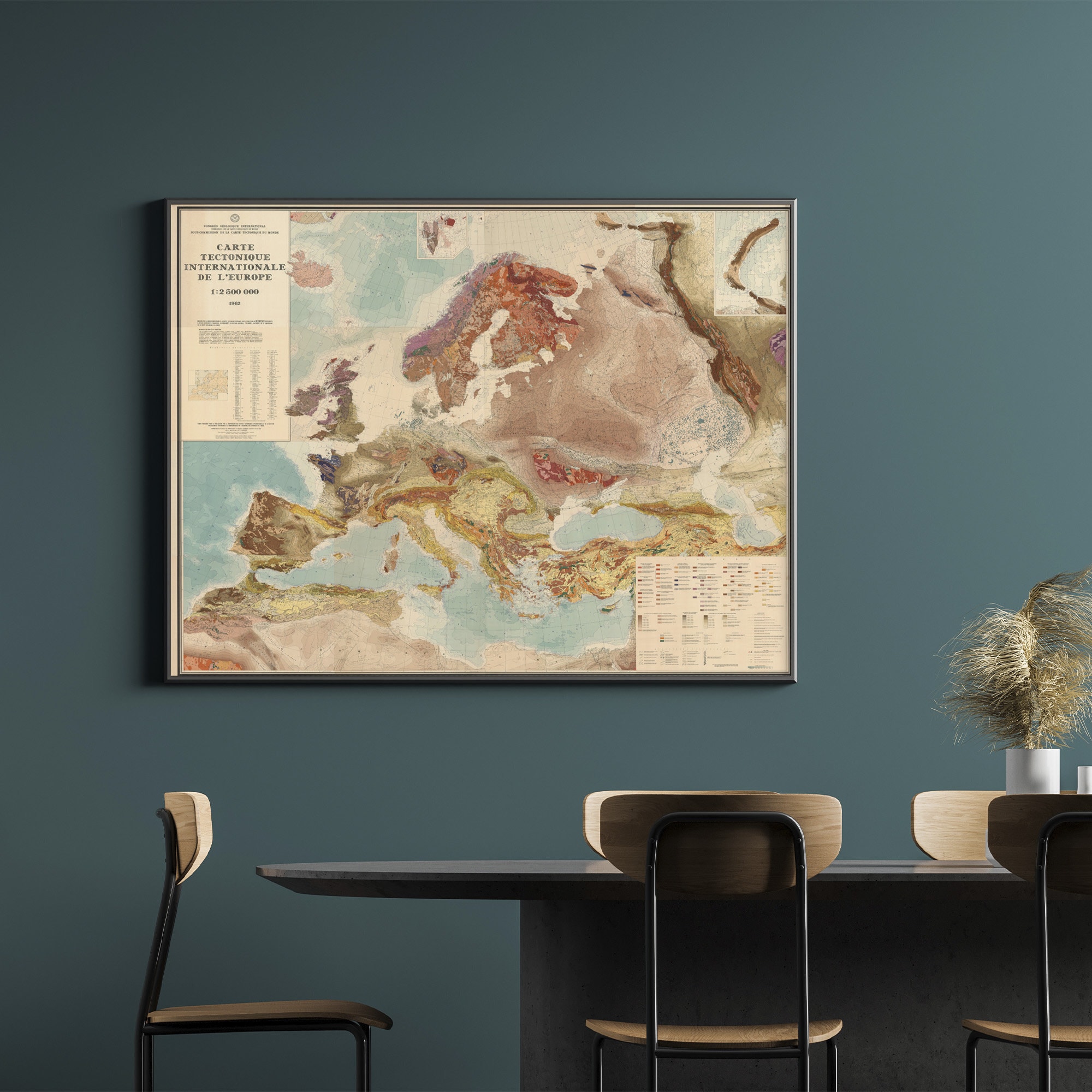 1962 International Tectonic Map of Europe 20th Century - Etsy