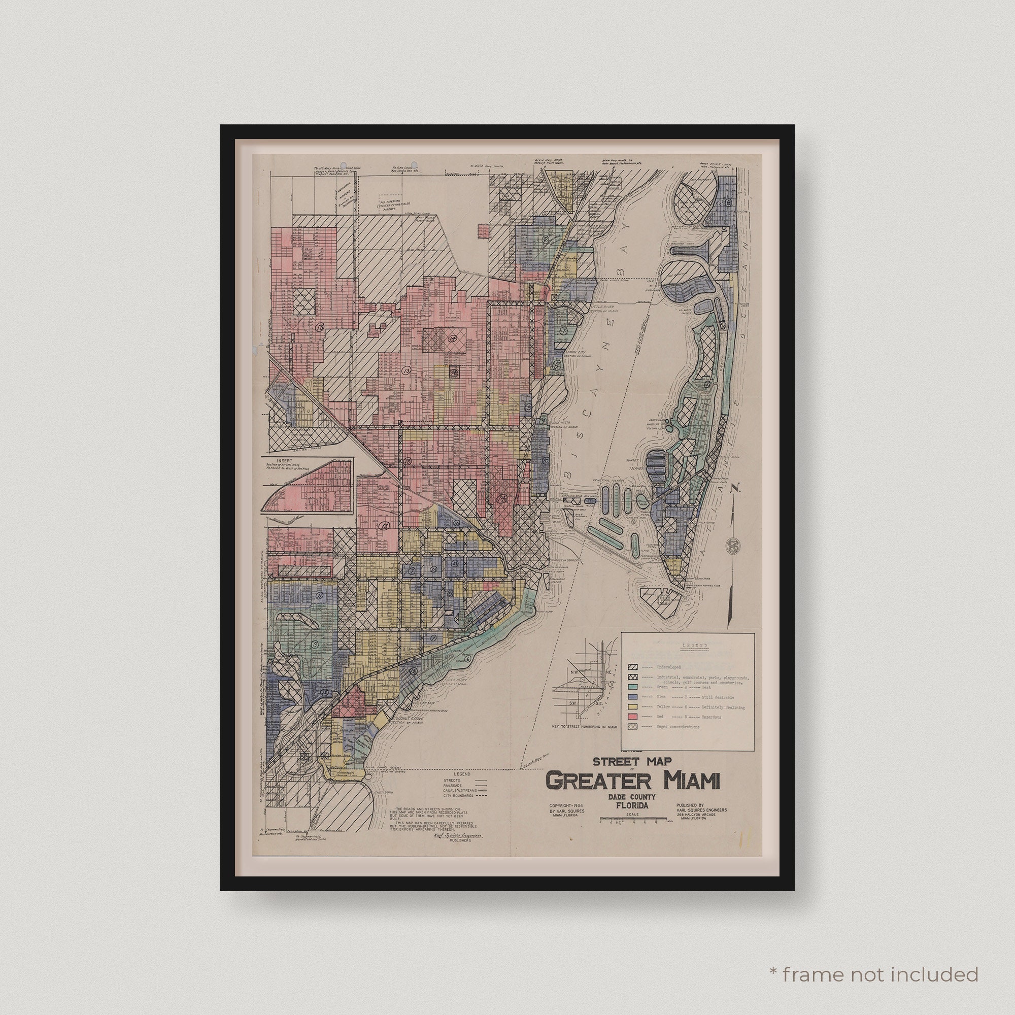 Street Map of Greater Miami Antique Map of Miami Old - Etsy