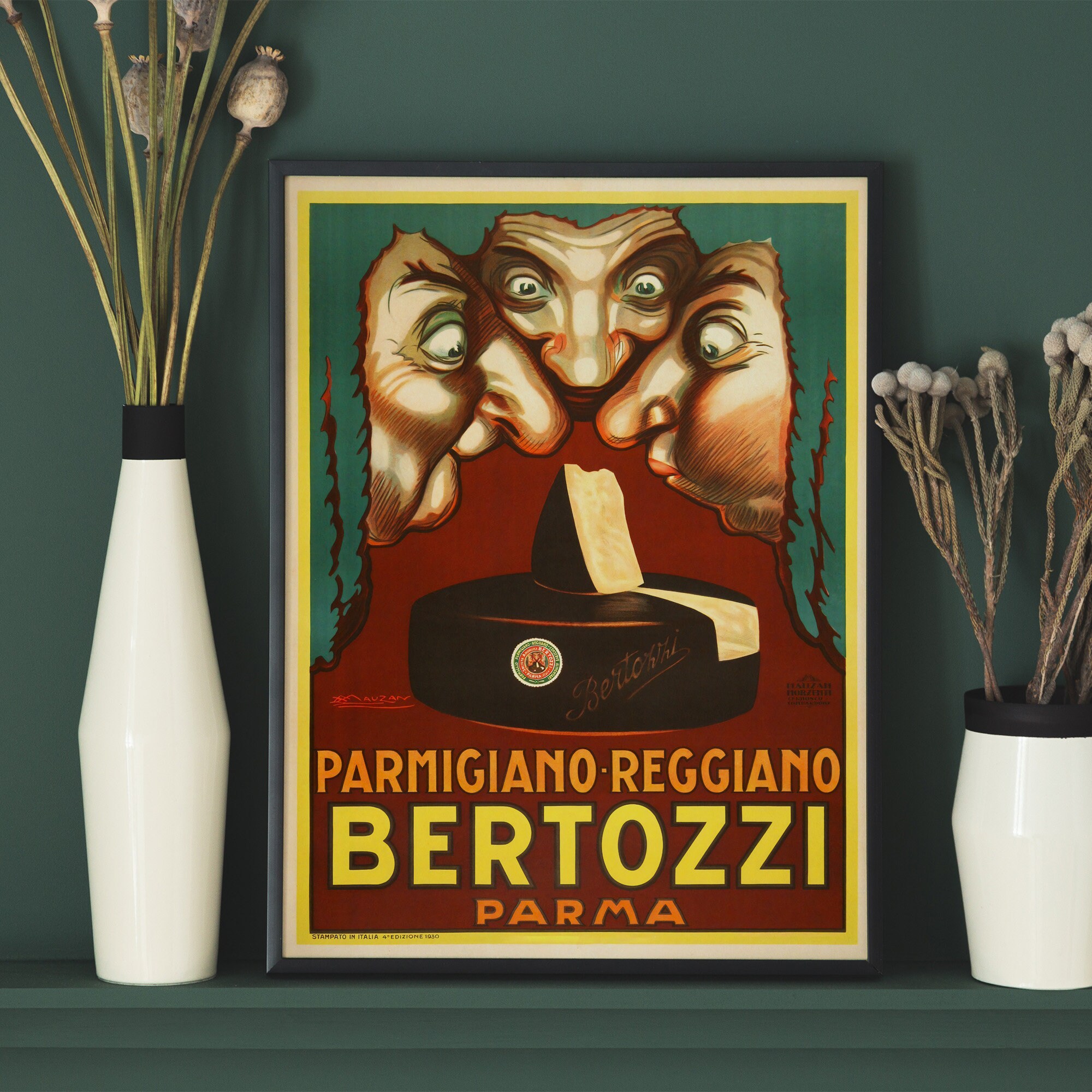 Cheese Pasta Bertozzi Vintage Poster Italian Food Retro | Etsy