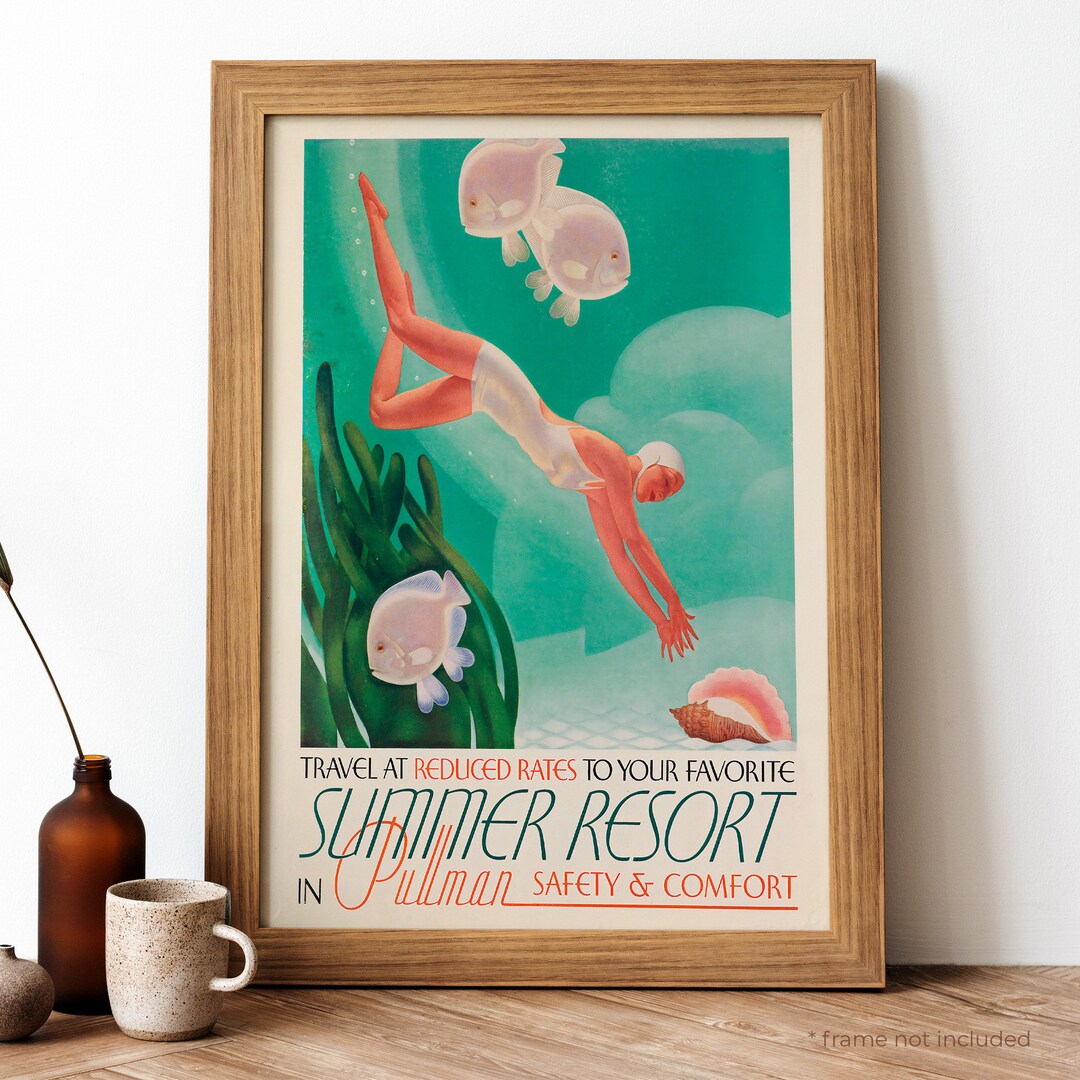 Summer Resort Vintage Poster, Summer Resort Retro Print, Vintage ...
