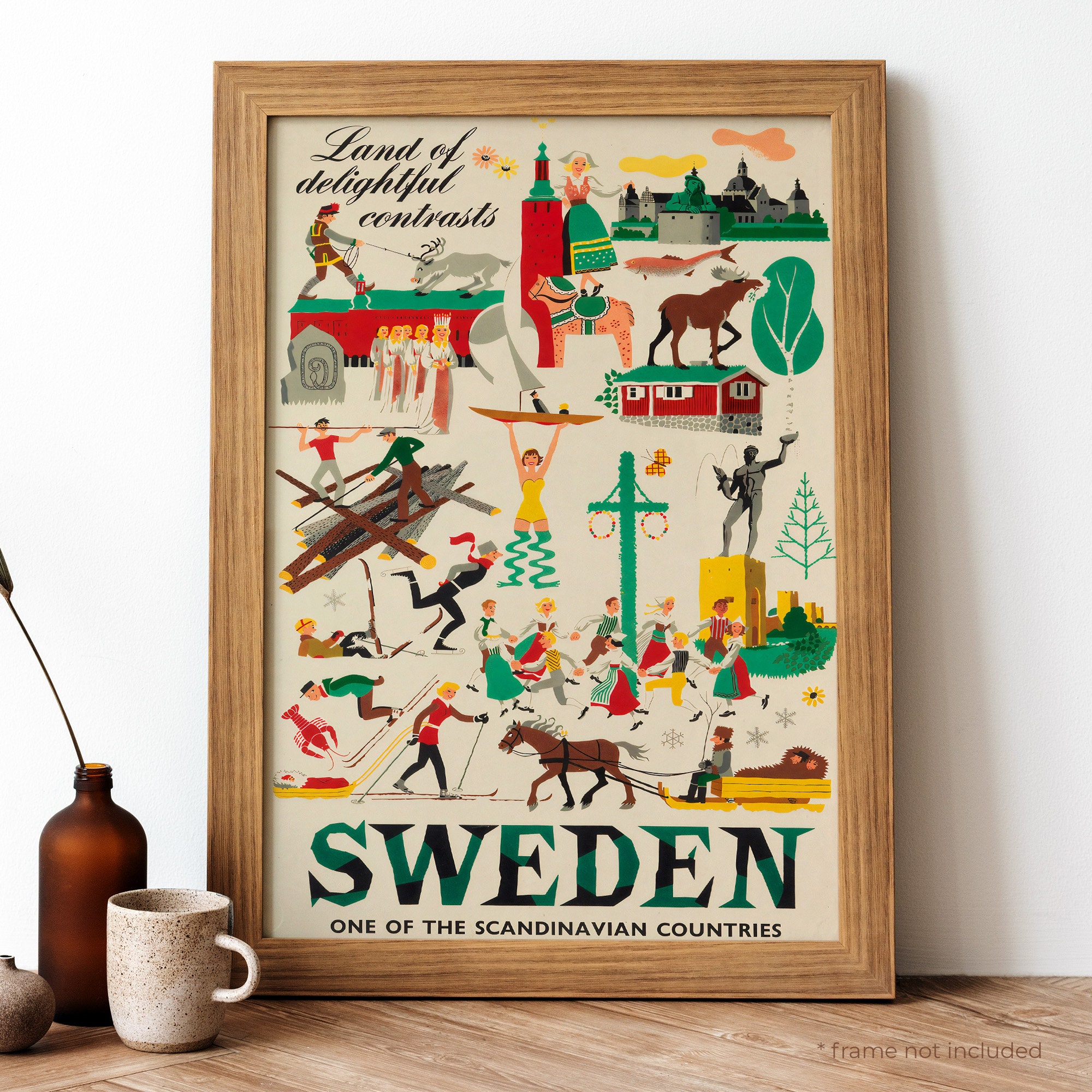 Sweden Vintage Poster Sweden Retro Print Vintage Swedish - Etsy