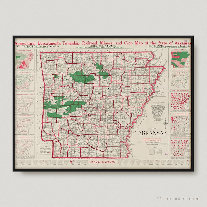 Map of Arkansas Historical Map of Arkansas Antique Map of - Etsy
