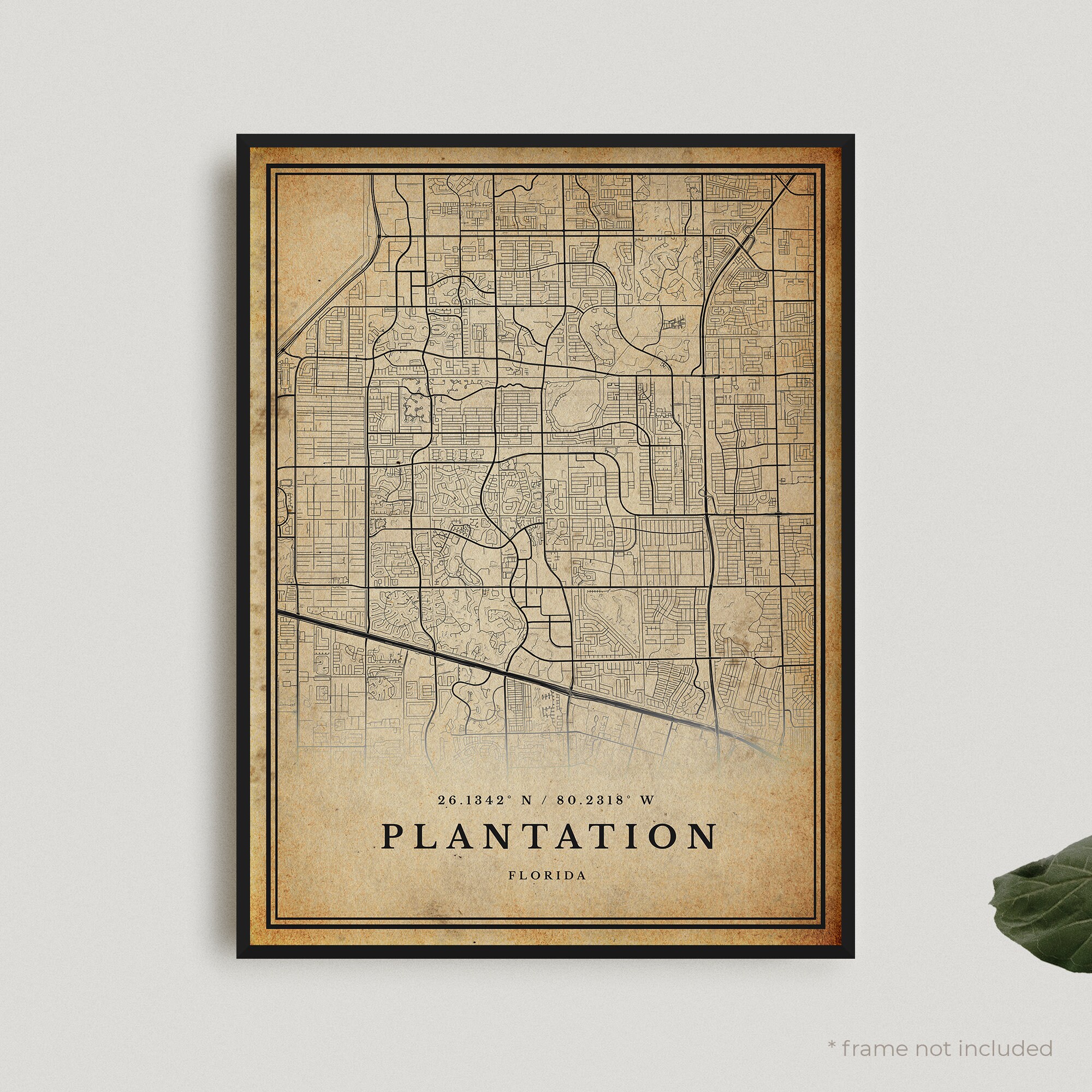 Plantation Vintage Map Print Plantation Retro Map Poster | Etsy