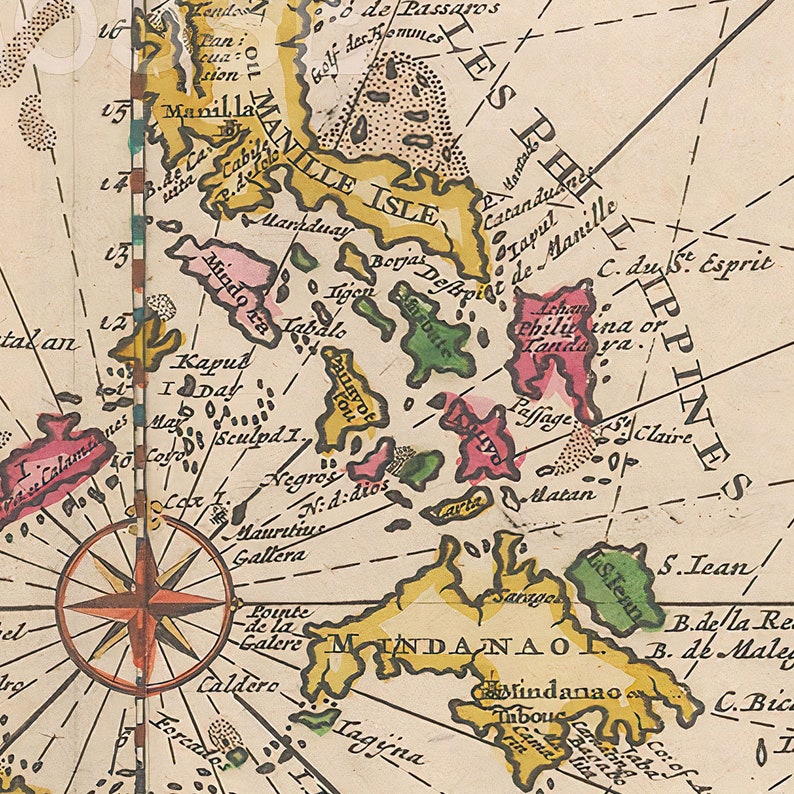 1700 Map of the Coastes of Asia 17th Century Antique Map of - Etsy